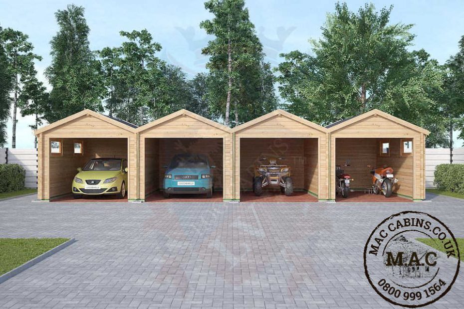 Mixtow Interlocking Garage 4 birth Complex Log Cabin size 12m x 5m ...